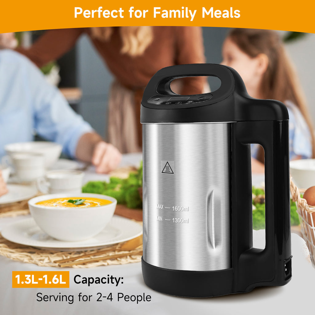Homtone 1.6L Soup Maker Machine, Stainless Steel Programmable Soup Mak
