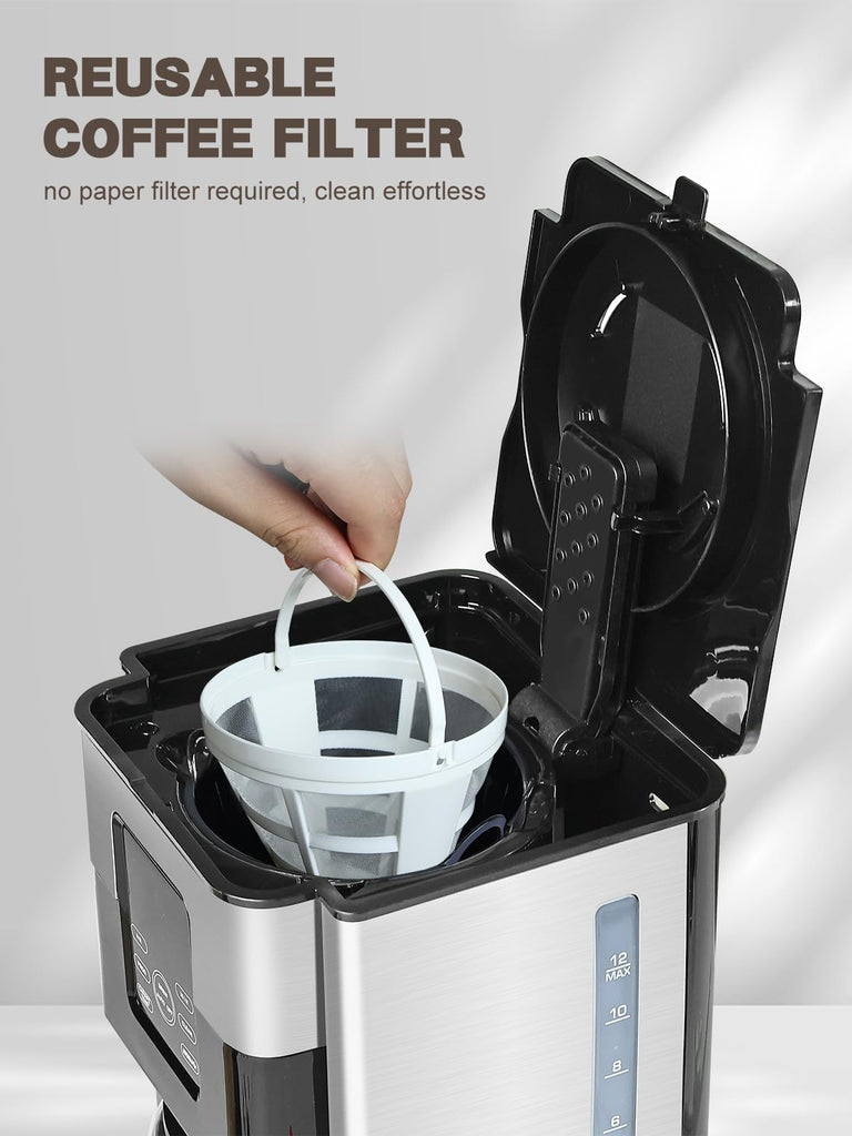 Coffee Maker 12 Cup Programmable, Anti-Drip Digital Coffee Machine– Homtone